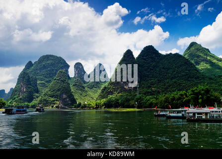 Karstic mountains along the Li River, Yangshuo, Guangxi, China Republic ...
