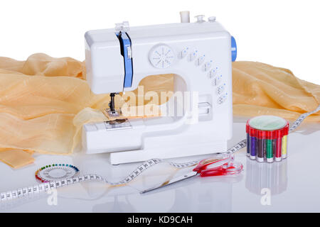 Sewing machine and related items. Isolated on white Stock Photo - Alamy
