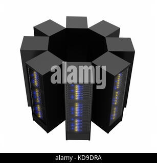 Server rack cluster in a data center (shallow DOF; color toned image ...