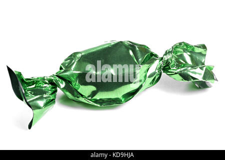 Single Wrapped Green Candy Isolated on a White Background Stock Photo ...