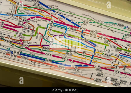 Train map of the Japan Railways lines around Tokyo, Japan Stock Photo ...