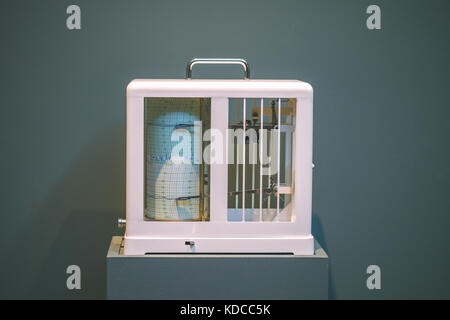 Seismograph records an earthquake on the sheet of measuring paper ...