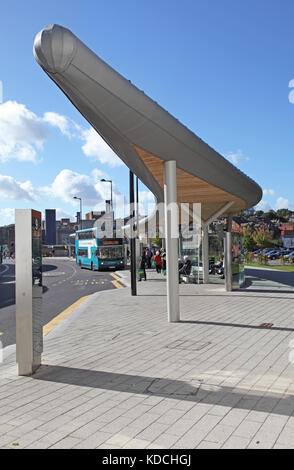 The curved, zinc-clad roof structures at the new Chatham bus station in ...