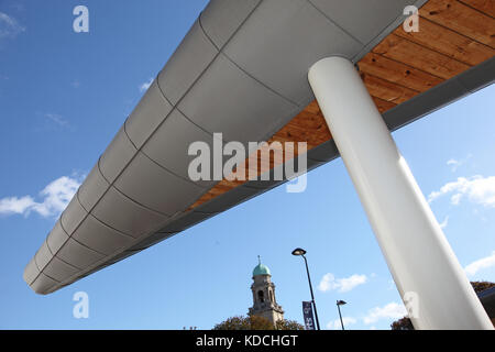 The curved, zinc-clad roof structures at the new Chatham bus station in ...