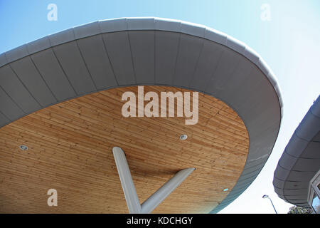 The curved, zinc-clad roof structures at the new Chatham bus station in ...