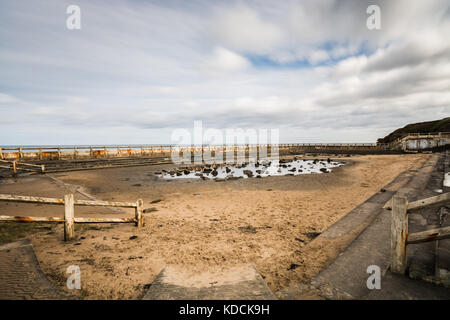 The disused outdoor tidal swimming pool at Tynemouth north east England ...