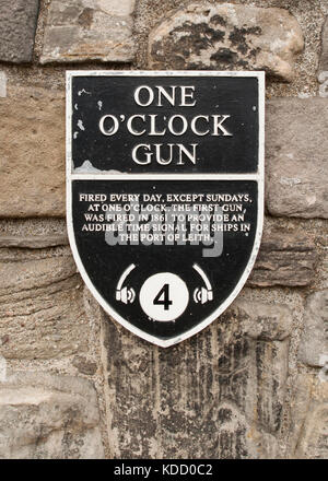 Edinburgh Castle Scotland, sign plaque for Half Moon Battery 1573-88 a ...