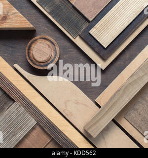 Natural wooden blocks in collage background. Used various forms and ...