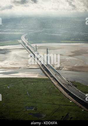 Aerial photo of New Mersey road bridge over the River Mersey Stock ...