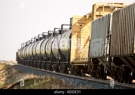 Crude Oil Train Cars tanker rail line Canada Stock Photo - Alamy