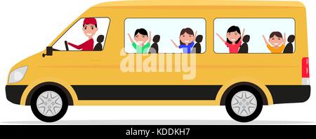 Cartoon passenger minivan car. Side view vector Stock Vector Image ...