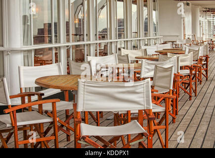 Cruise ship cafeteria deck on ocean liner Mediterranean cruising early ...