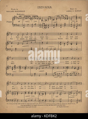 Indiana sheet music 2 Stock Photo - Alamy