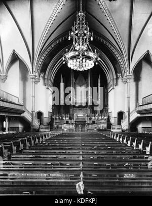A photograph of St. James Methodist Church in Montreal around 1905. The ...