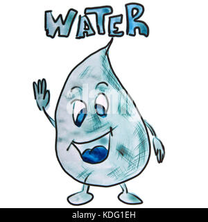 watercolor blue blob cartoon drawing, isolated white background Stock ...