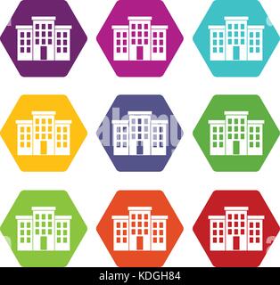 Building icon set color hexahedron Stock Vector Image & Art - Alamy