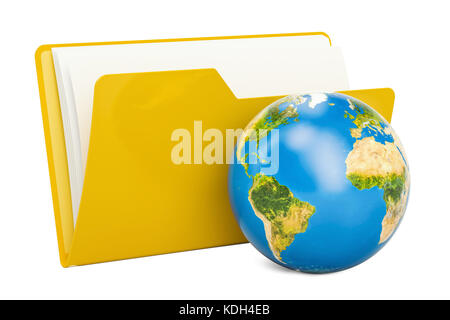 folder-icon with earth isolated on white background Stock Photo - Alamy
