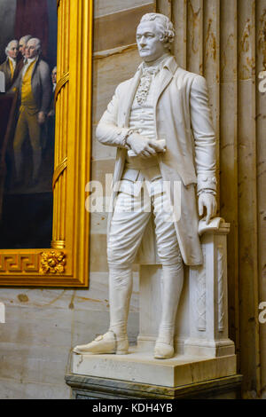A statue of Alexander Hamilton is in the Rotunda of the U. S. Capitol ...