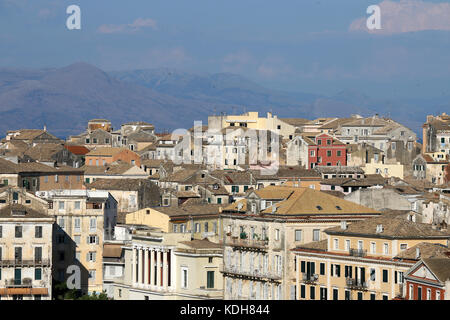 Corfu town old buildings cityscape summer season Stock Photo - Alamy