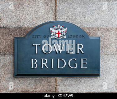 Signboard of Tower bridge London Stock Photo - Alamy