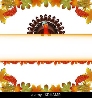 Happy Thanksgiving Celebration Design with Cartoon Turkey bird in ...