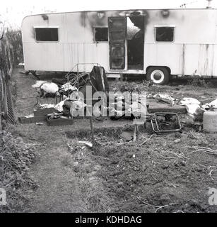 Burnt out caravan Stock Photo - Alamy