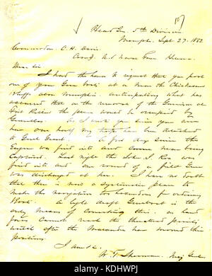 This letter, written by General William Tecumseh Sherman to General U.S ...