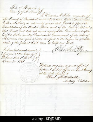 Loyalty oath of Charles A. Pope of Missouri, County of St. Louis Stock ...