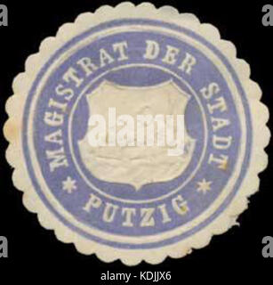 A historical seal mark from the Magistrate of Brehna, Germany, used for ...