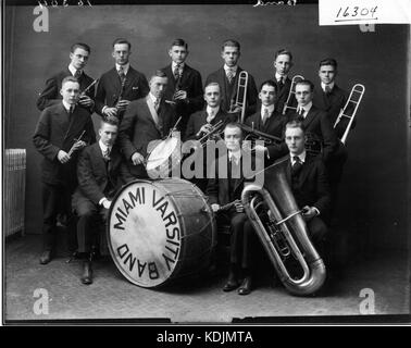 This 1917 photograph of the Miami Varsity Band shows members playing ...
