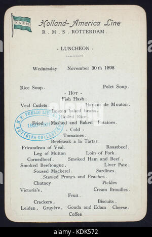 LUNCHEON MENU (held by) HOLLAND AMERICAN LINE (at) R.M.S. ROTTERDAM (SS ...