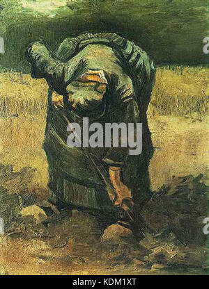 'Peasant Woman Digging' by Vincent van Gogh is a portrayal of rural ...