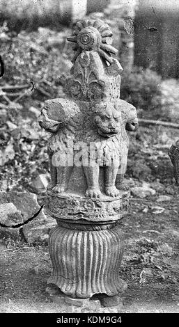 Lion pillar capital at Sanchi Joseph Beglar 1875 Stock Photo - Alamy