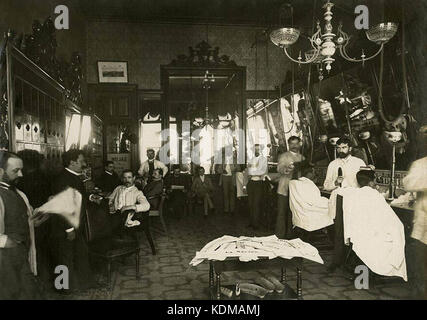 Interior of a Barber's Shop, 1890 Stock Photo - Alamy