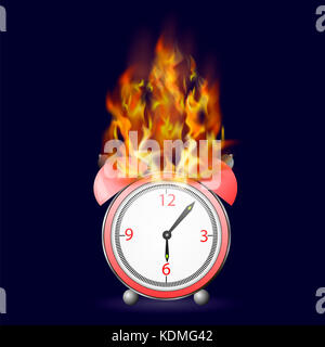 Red alarm clock on fire. 3D illustration Stock Photo - Alamy