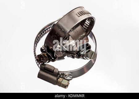Arrangement of hose clips, Jubilee clips, varying sizes Stock Photo - Alamy