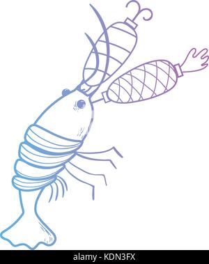 line lobster bitting spinner object to catch it Stock Vector Image ...