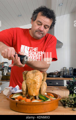 Chef/retaurateur Mark Hix cooking in his home kitchen Stock Photo - Alamy