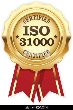 ISO 31000 standard certificate badge - risk management Stock Vector ...