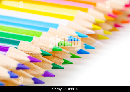 Many different colored pencils islolated on white background Stock ...