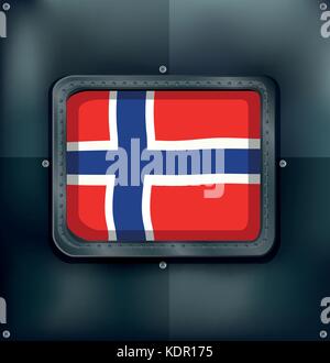 Norway flag in frame. Badge of the country. Layered circular sign ...