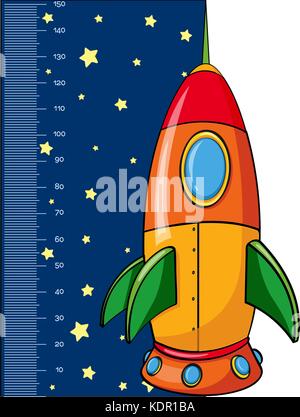 Vector space height chart. Picture with cosmic elements for children ...