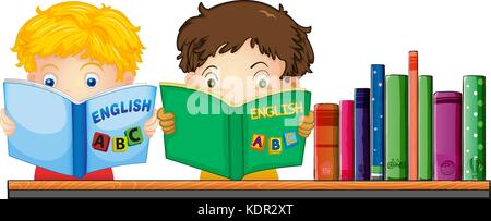 Young boy reading an English book Stock Vector Image & Art - Alamy