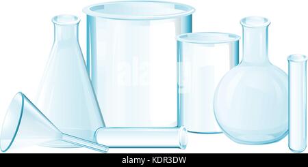 Different types of glass beakers for science experiment illustration ...