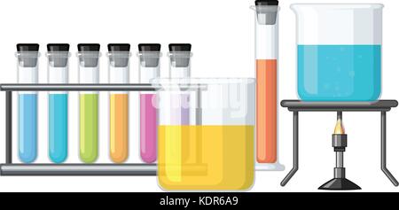 Beakers filled with colorful liquid illustration Stock Vector Image ...