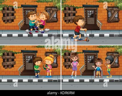 Children doing different things illustration Stock Vector Art ...