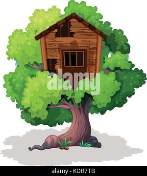 Old treehouse on the tree illustration Stock Vector Image & Art - Alamy