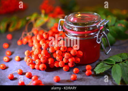 home made rowan jelly in a glass Stock Photo - Alamy
