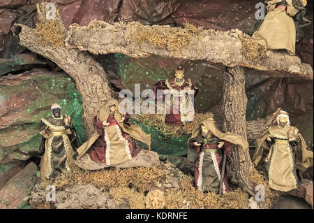 Nativity scene during an exposition of creches in a french village in ...