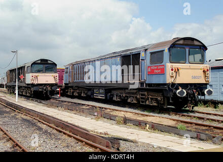 A line up of Class 58 locomotives at Coalville Deopt Stock Photo - Alamy